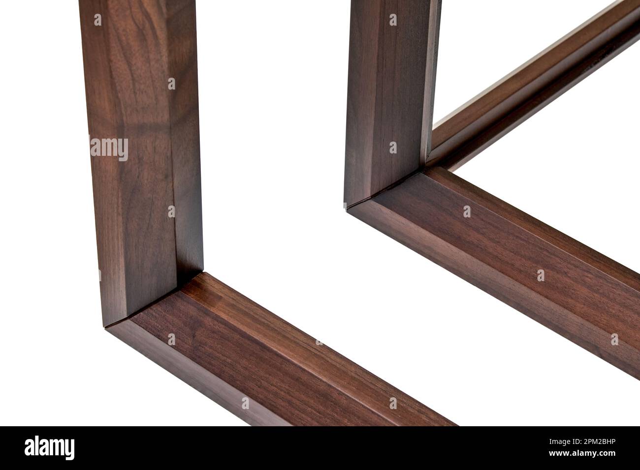 Wooden frame of bedside table made of solid walnut isolated on white ...