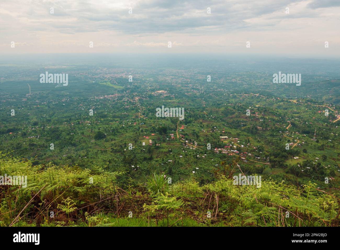 Aerial view of african landscape in Mbale, Mount Elgon region, Uganda ...
