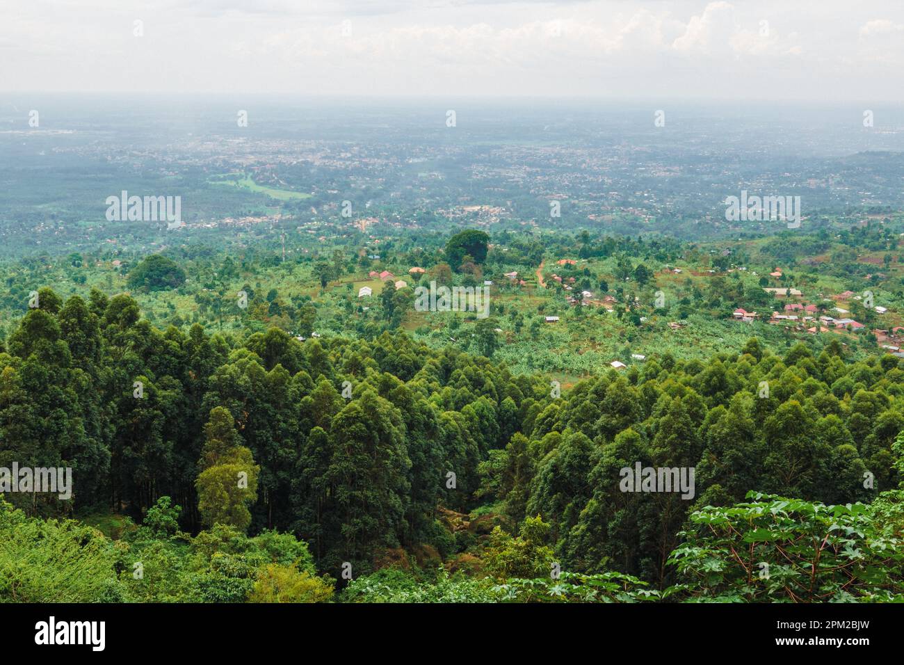 Aerial view of african landscape in Mbale, Mount Elgon region, Uganda ...