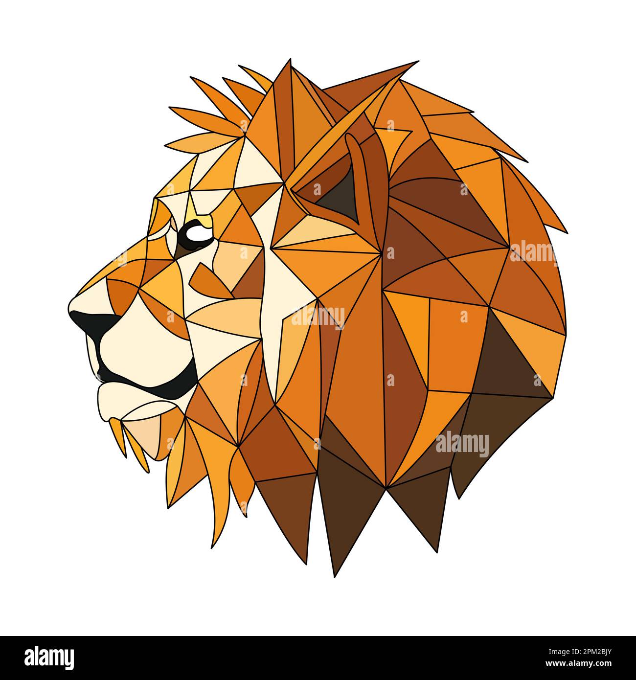 Lion logo design. Abstract colorful polygon lion head. Calm lion face ...