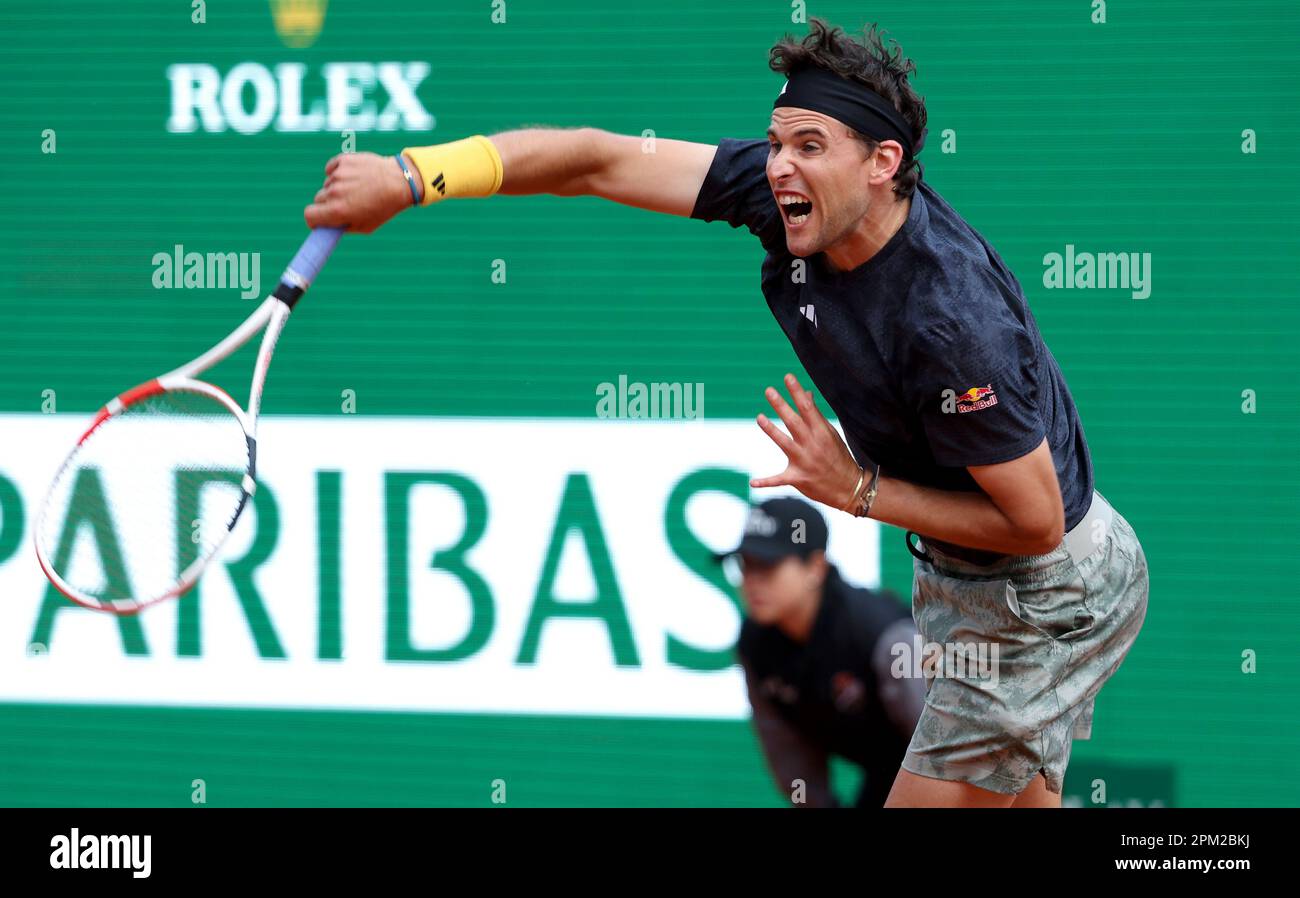 Dominic Thiem of Austria during day 2 of the Rolex Monte-Carlo Masters ...