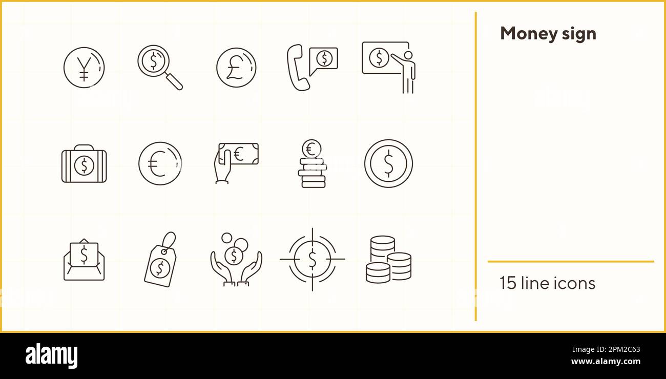 Money sign line icon set Stock Vector Image & Art - Alamy