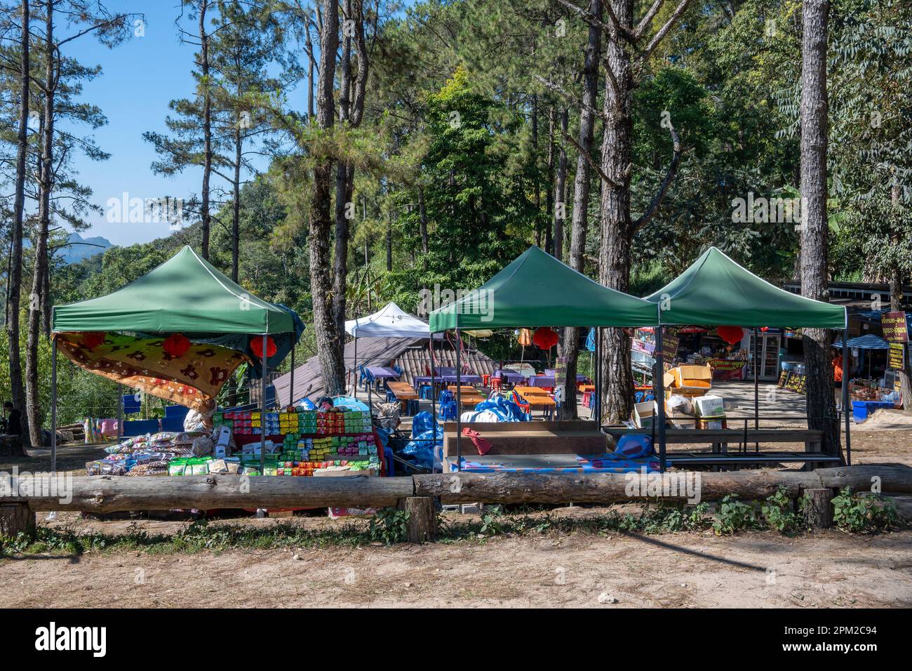 Food stalls at Doi Pha Hom Pok National Park, Chiang Mai, Thailand ...