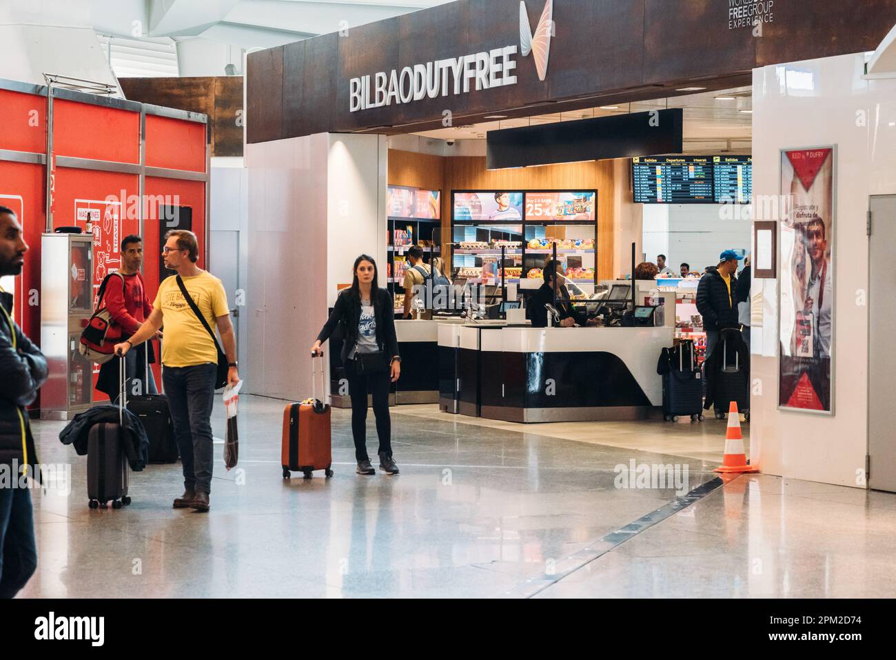Bilbao, Spain - April 9, 2023: View inside the duty free shops at ...