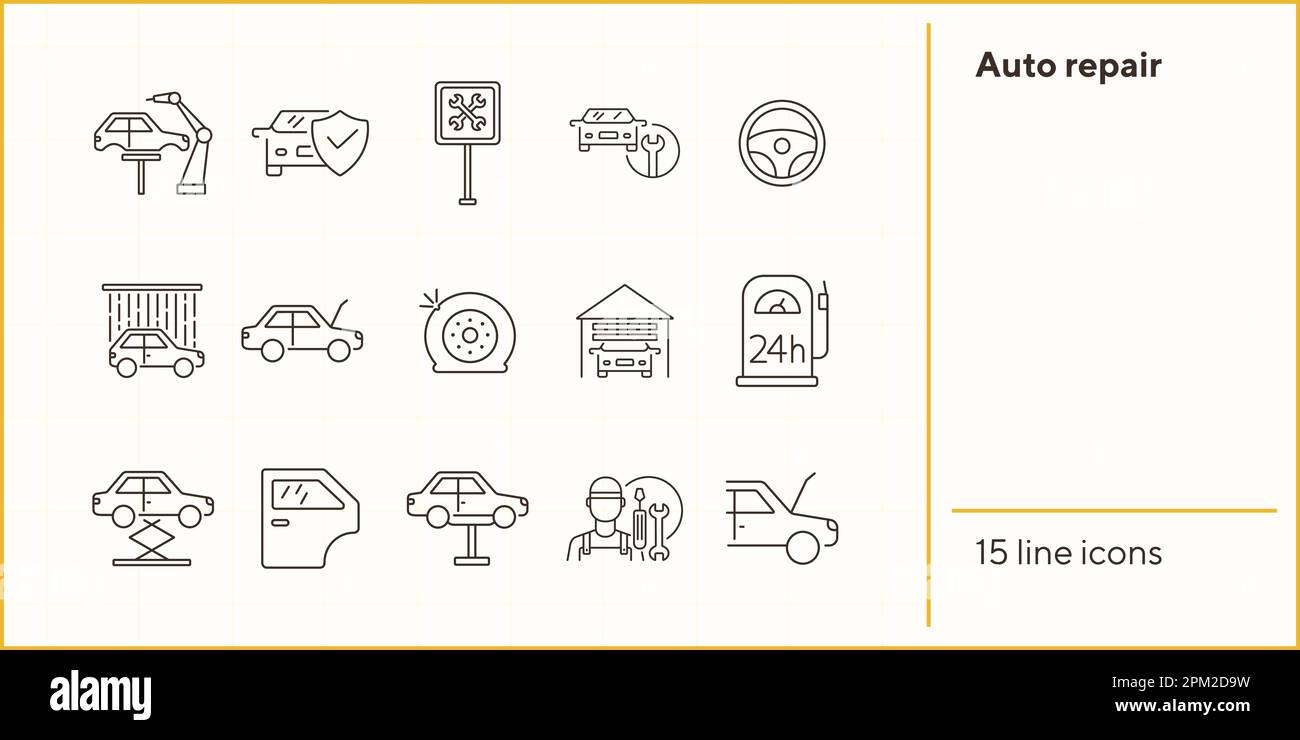 Auto repair line icons Stock Vector Image & Art - Alamy