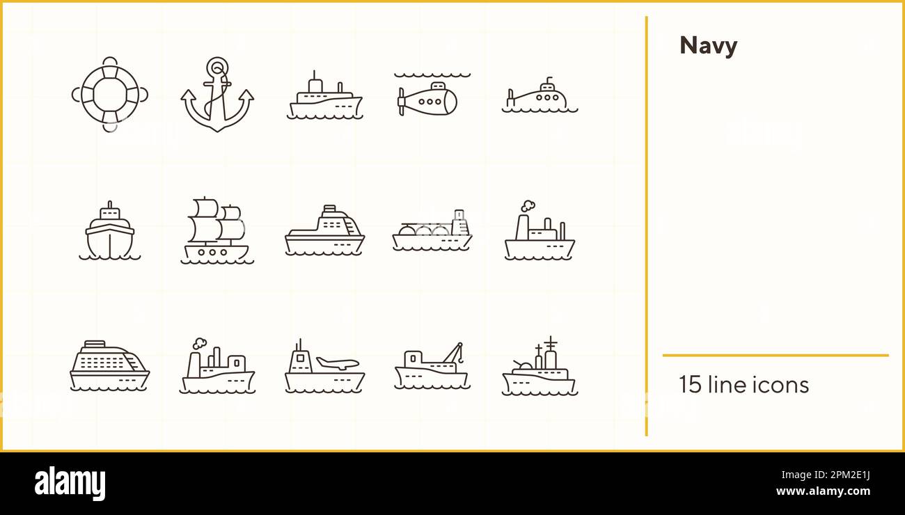 Navy line icon set Stock Vector Image & Art - Alamy