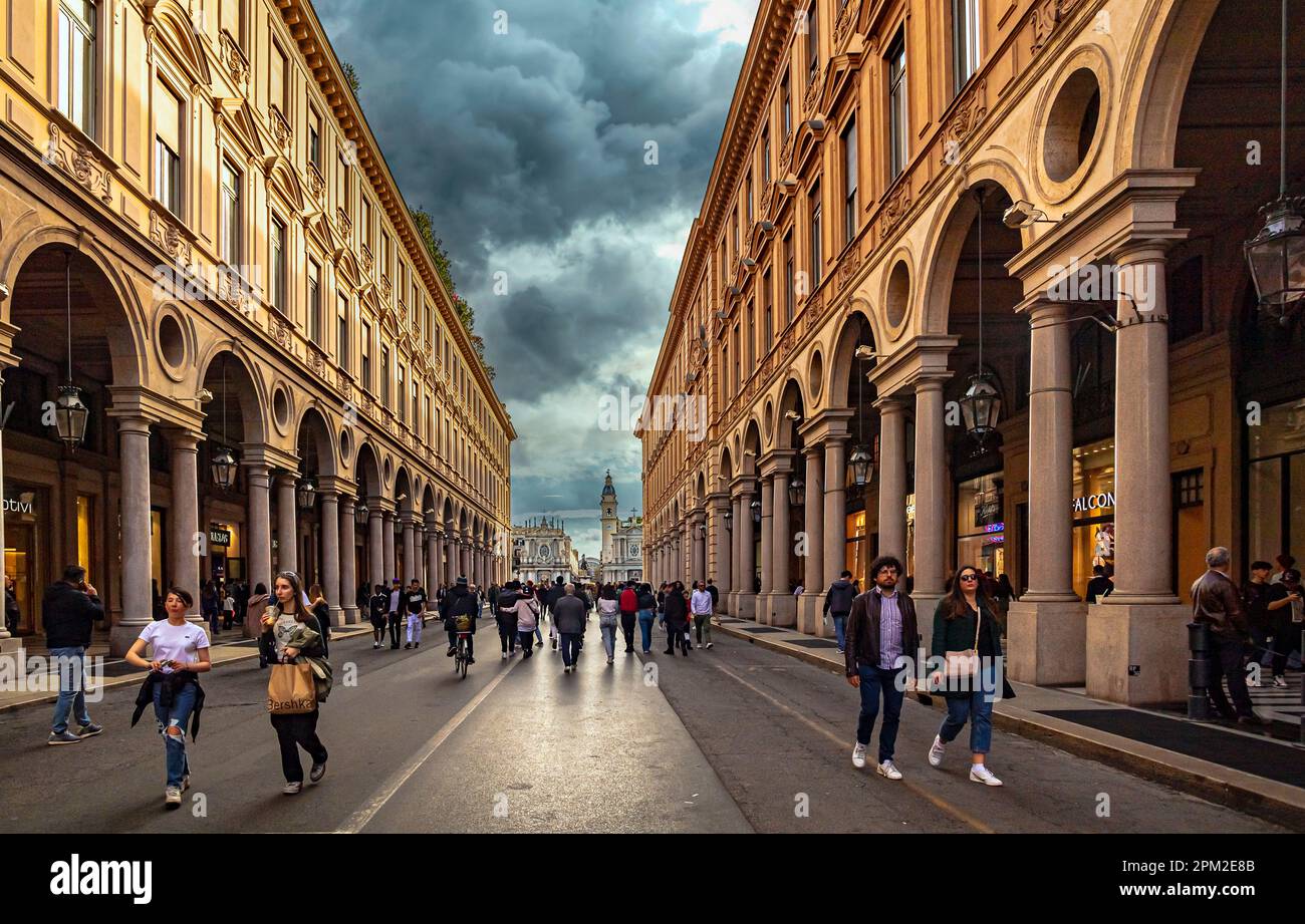 Italy Piedmont Turin Via Roma Stock Photo - Alamy