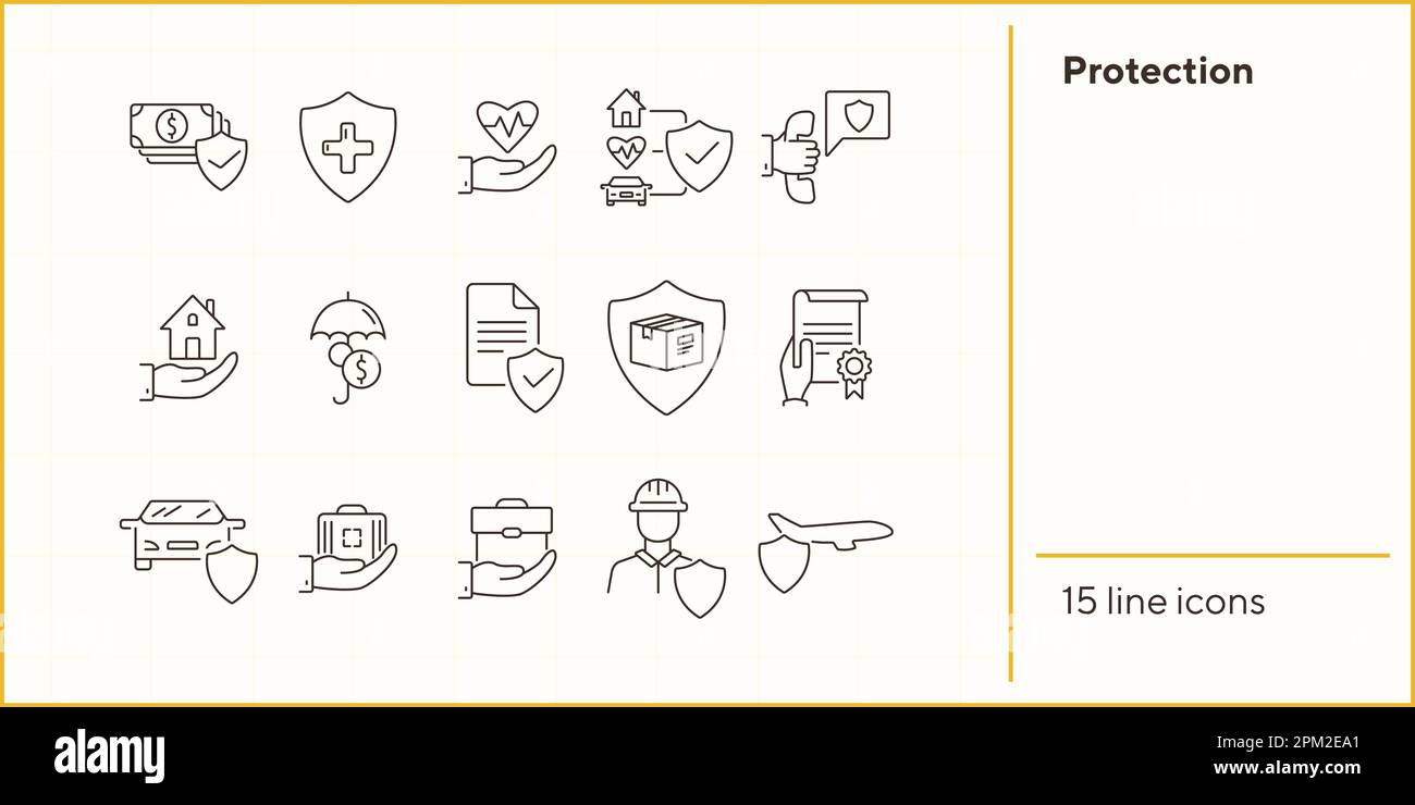 Protection line icon set Stock Vector Image & Art - Alamy