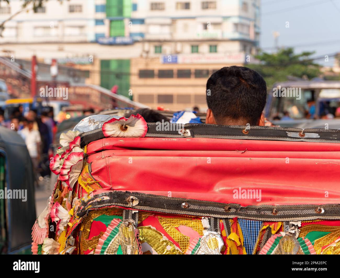 Detail of tricycle taxi at a street in Dhaka, Bangladesh Stock Photo ...