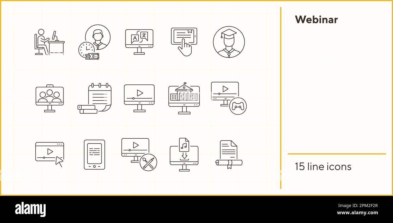 Webinar line icon set Stock Vector Image & Art - Alamy
