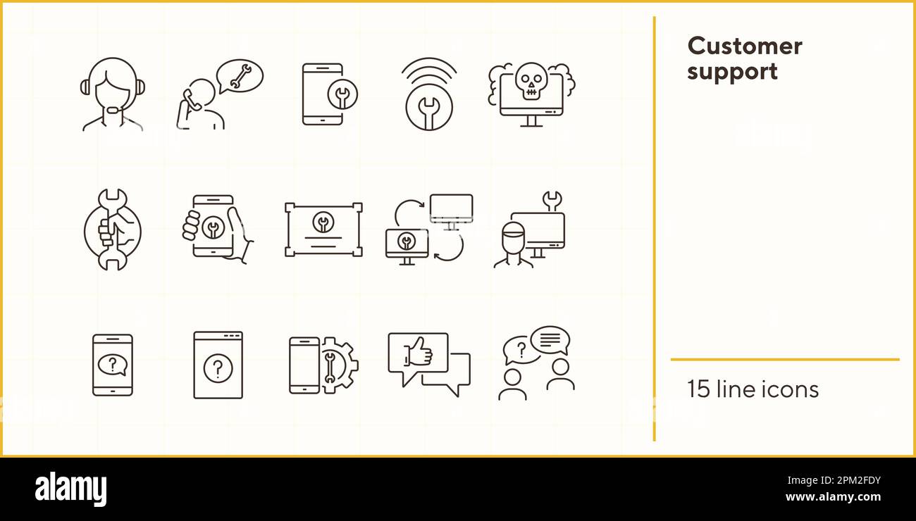 Customer support line icon set Stock Vector Image & Art - Alamy