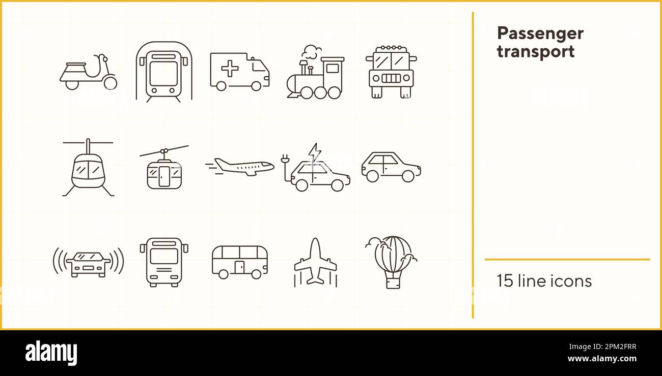 Passenger transport line icon set Stock Vector Image & Art - Alamy