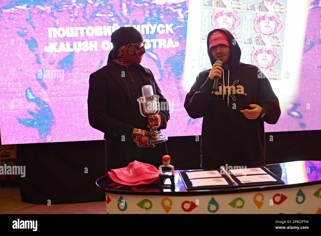 KALUSH, UKRAINE - APRIL 10, 2023 - Rapper Oleh Psiuk (R) and MC ...