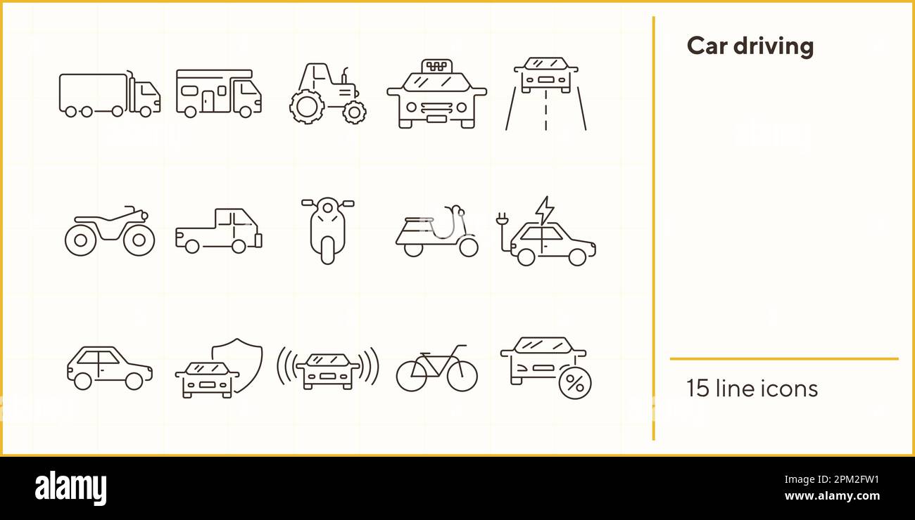 Car driving line icon set. Camper, bike Stock Vector Image & Art - Alamy Car driving line icon set. Camper, bike Stock Vector Image & Art - Alamy