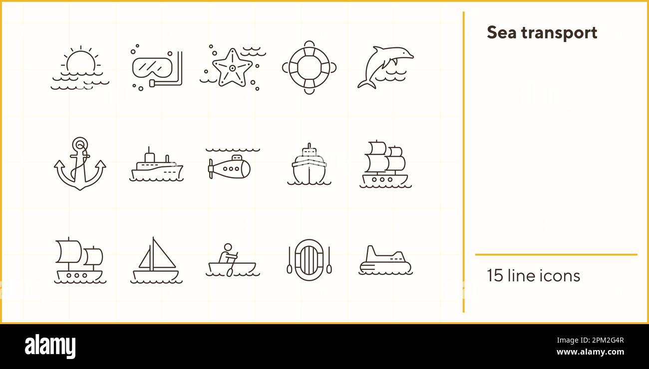 Sea transport line icon set Stock Vector Image & Art - Alamy
