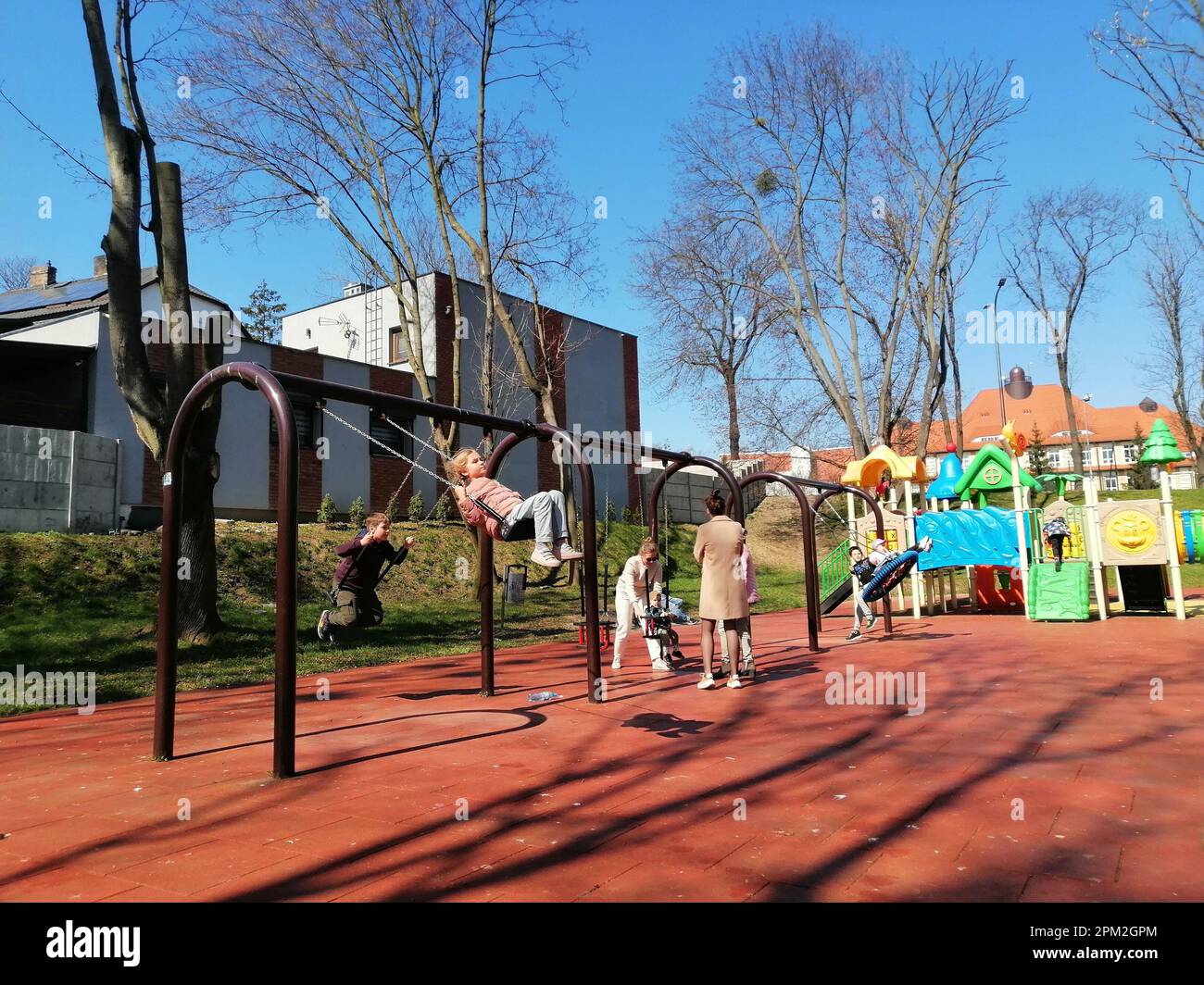 Group children running playground hi-res stock photography and images ...