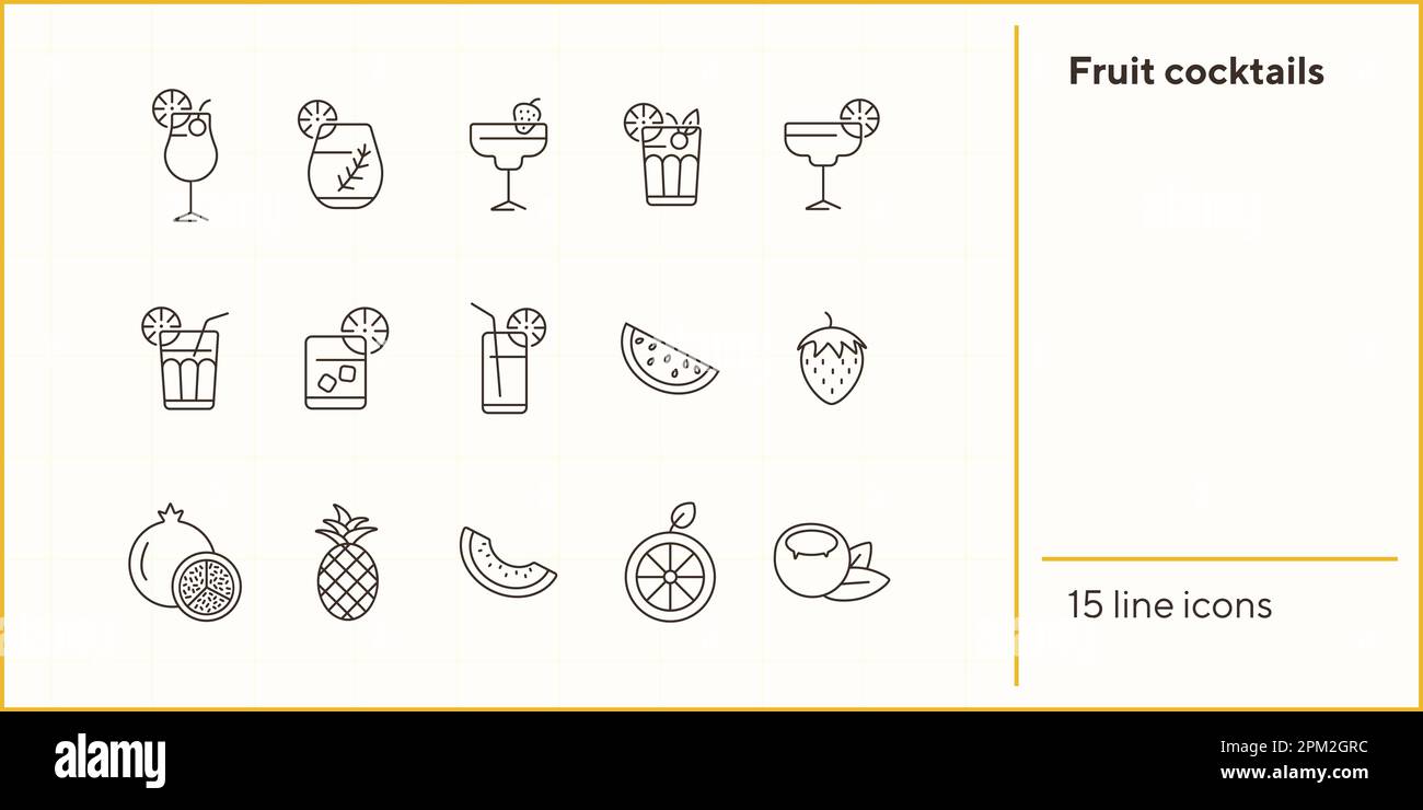 Fruit cocktails icons Stock Vector Image & Art - Alamy