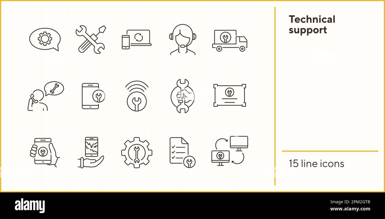 Technical support line icon set Stock Vector Image & Art - Alamy
