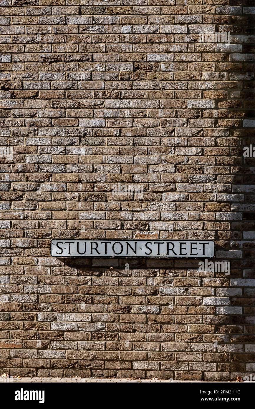 The street sign for Sturton Street, Cambridge, UK on a brick wall Stock ...