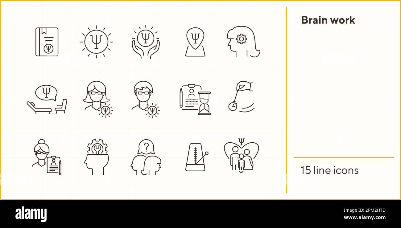 Brain work line icon set Stock Vector Image & Art - Alamy