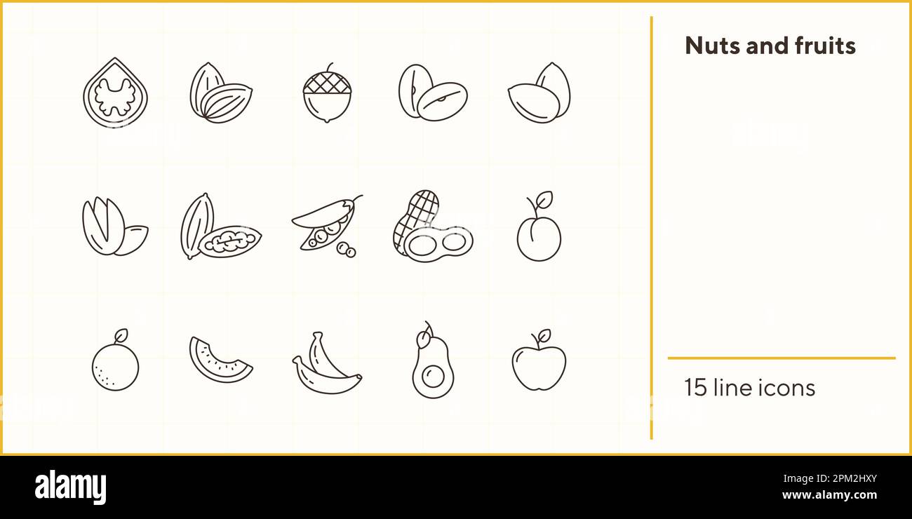 Nuts and fruits icons Stock Vector Image & Art - Alamy