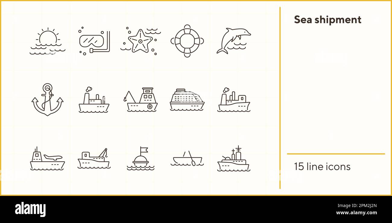 Sea shipment line icon set Stock Vector Image & Art - Alamy