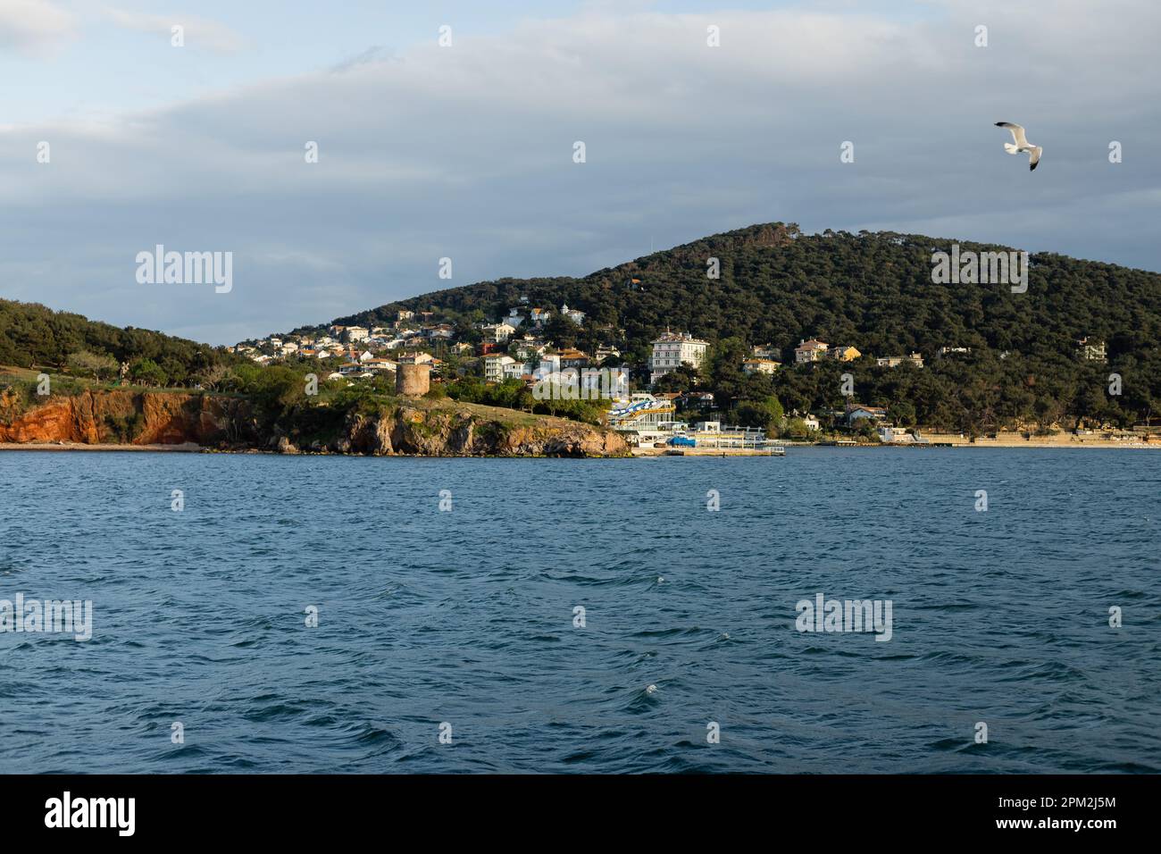 blue sea near coastline and houses on Princess islands in Turkey,stock ...