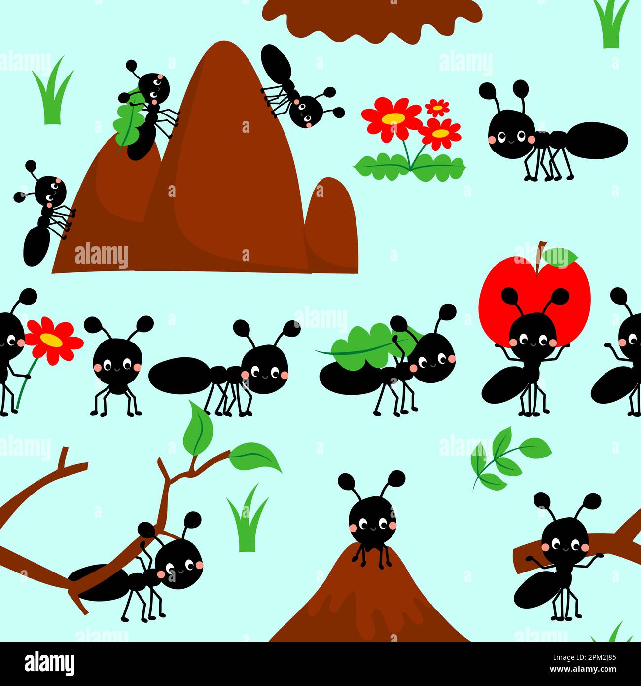 Cute Seamless Pattern With Ants Seamless Background With Anthills