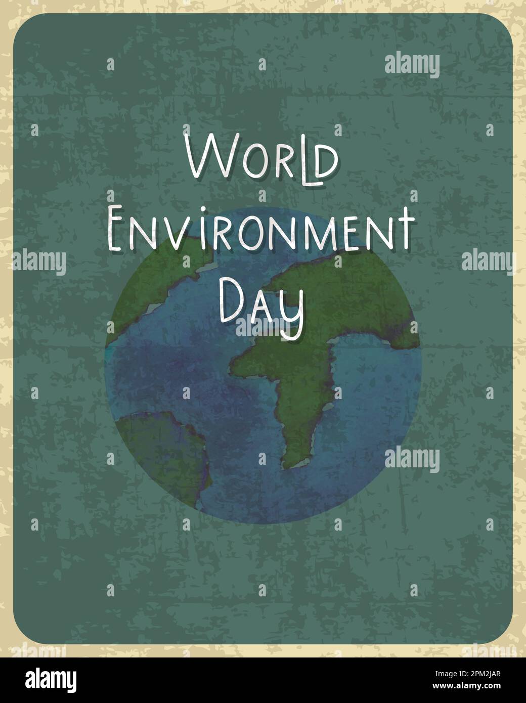 World Environment Day vintage poster, banner, watercolor drawing Earth ...