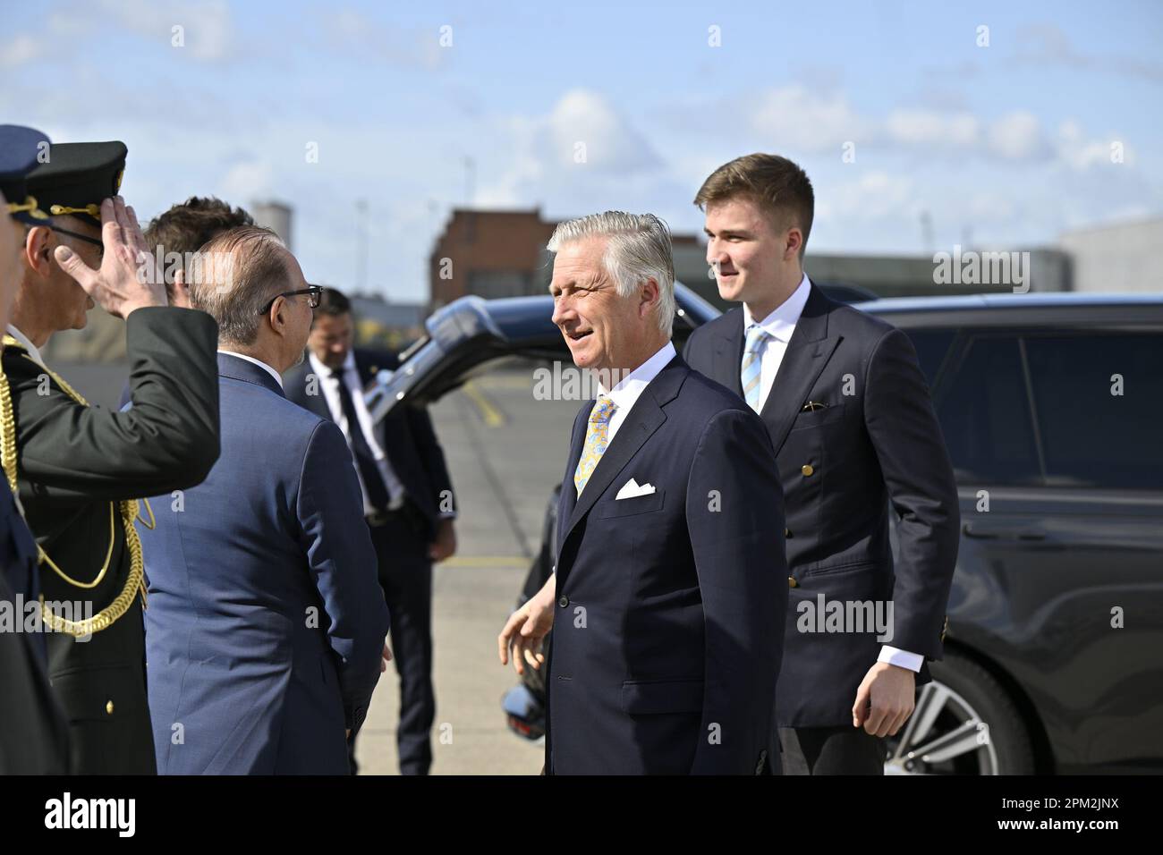 Zaventem, Belgium. 11th Apr, 2023. King Philippe - Filip of Belgium and ...