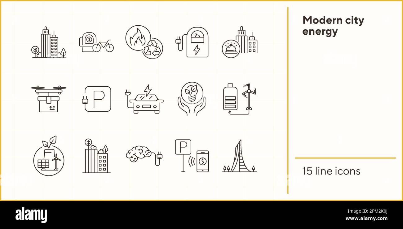 Modern city energy icons Stock Vector Image & Art - Alamy