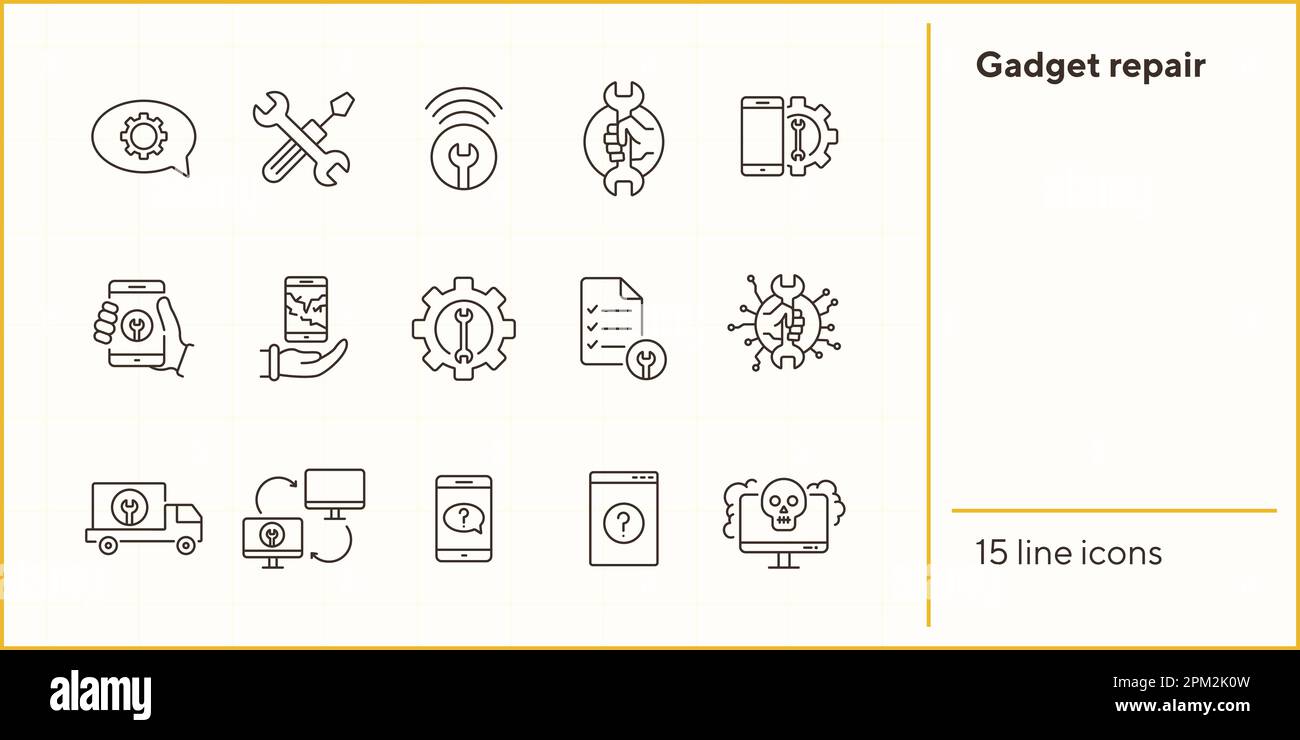 Gadget repair line icon set Stock Vector Image & Art - Alamy