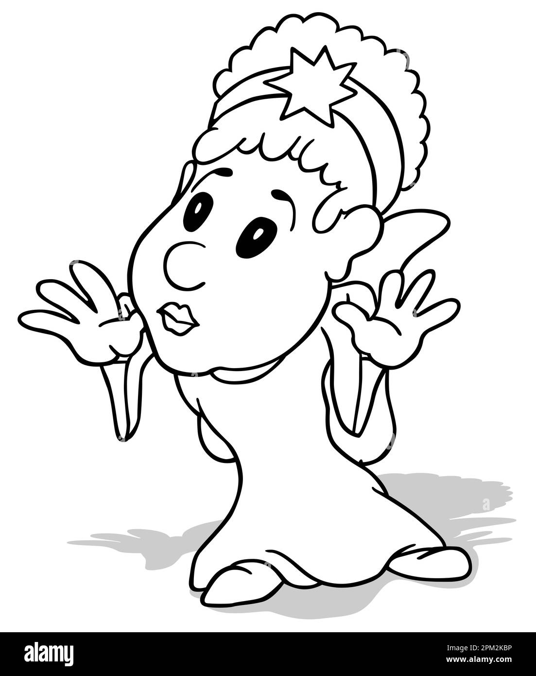 Drawing of a Standing Little Angel in White Long Clothes Stock Vector ...