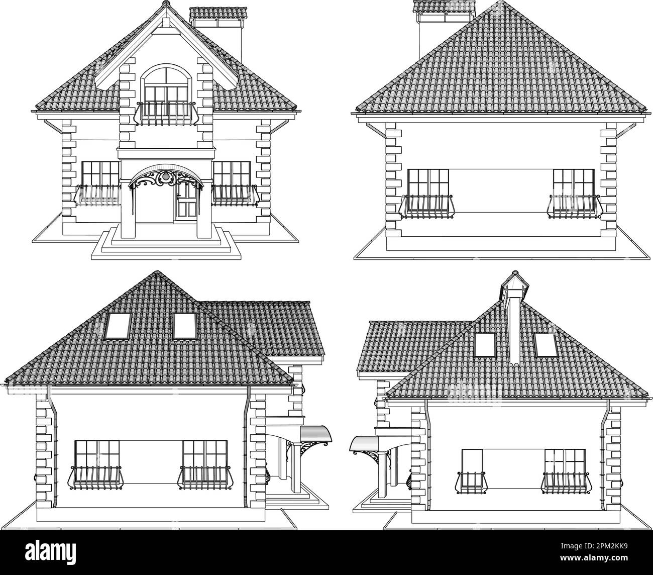 Residential Family House Vector. Illustration Isolated On White ...