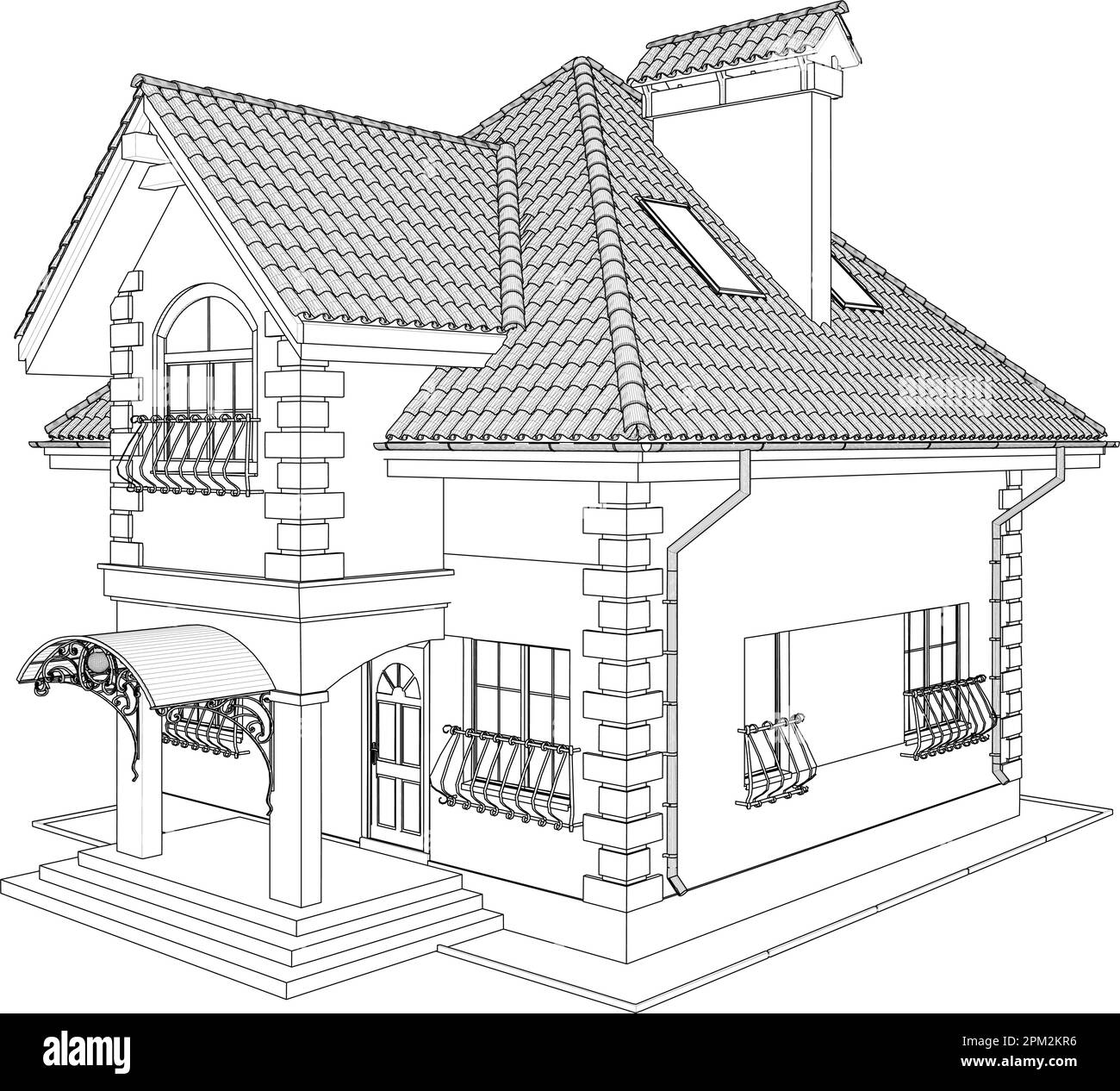 Residential Family House Vector. Illustration Isolated On White ...