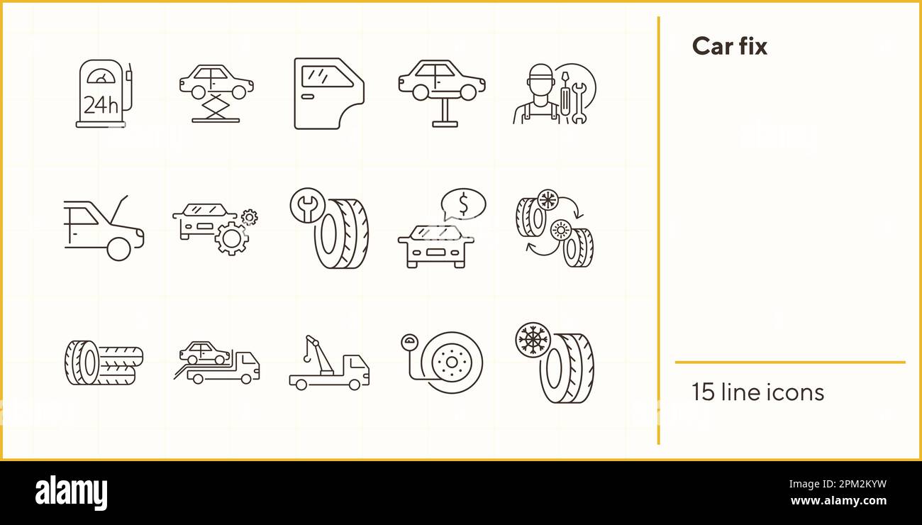Car fix line icons Stock Vector Image & Art - Alamy