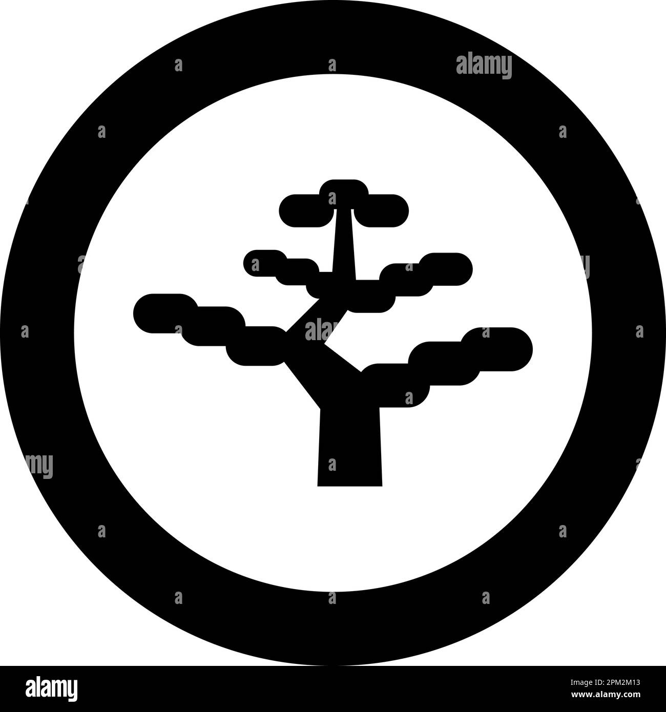 Bonsai tree japanese icon in circle round black color vector ...