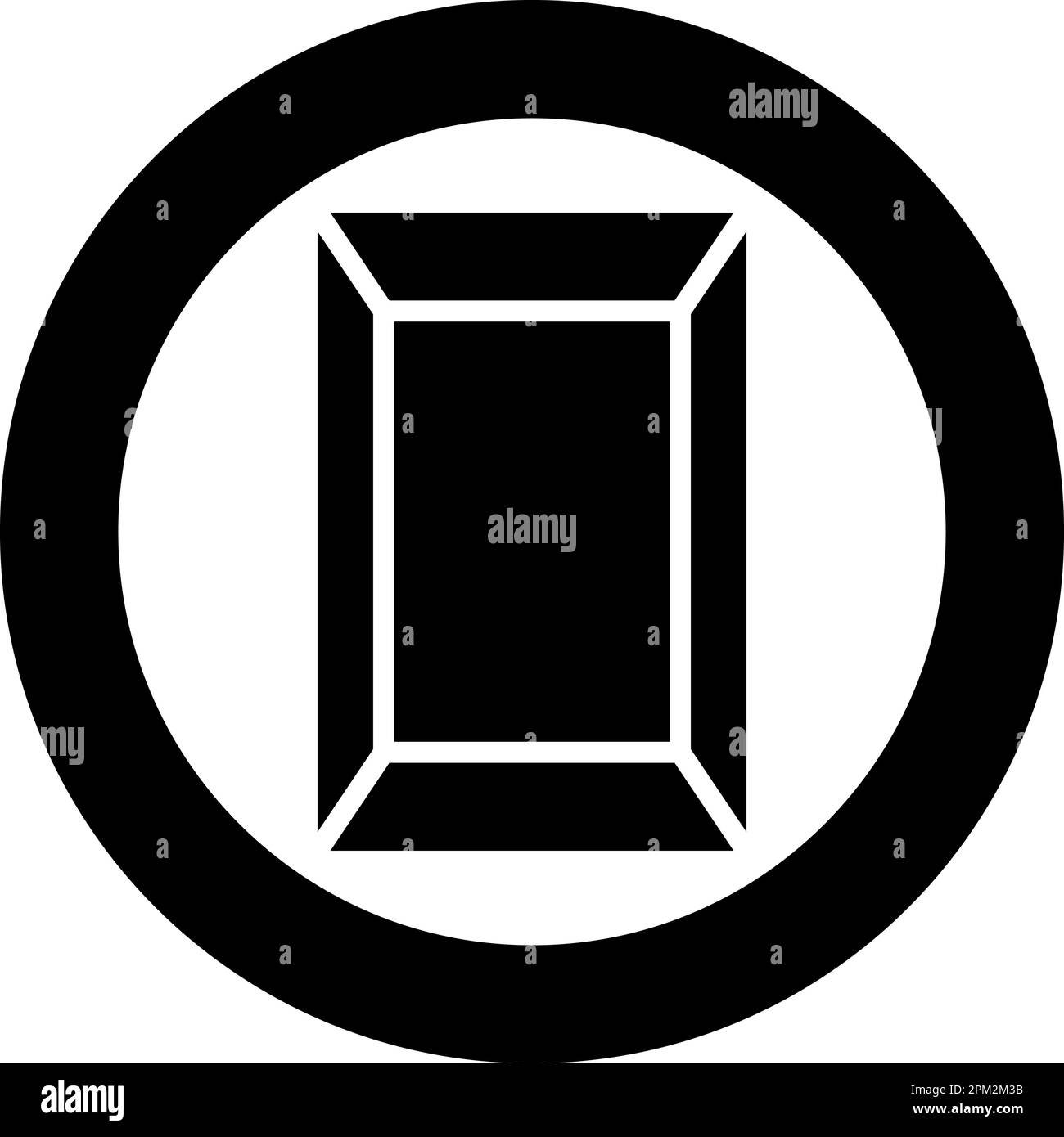 Template picture rectangular icon in circle round black color vector ...