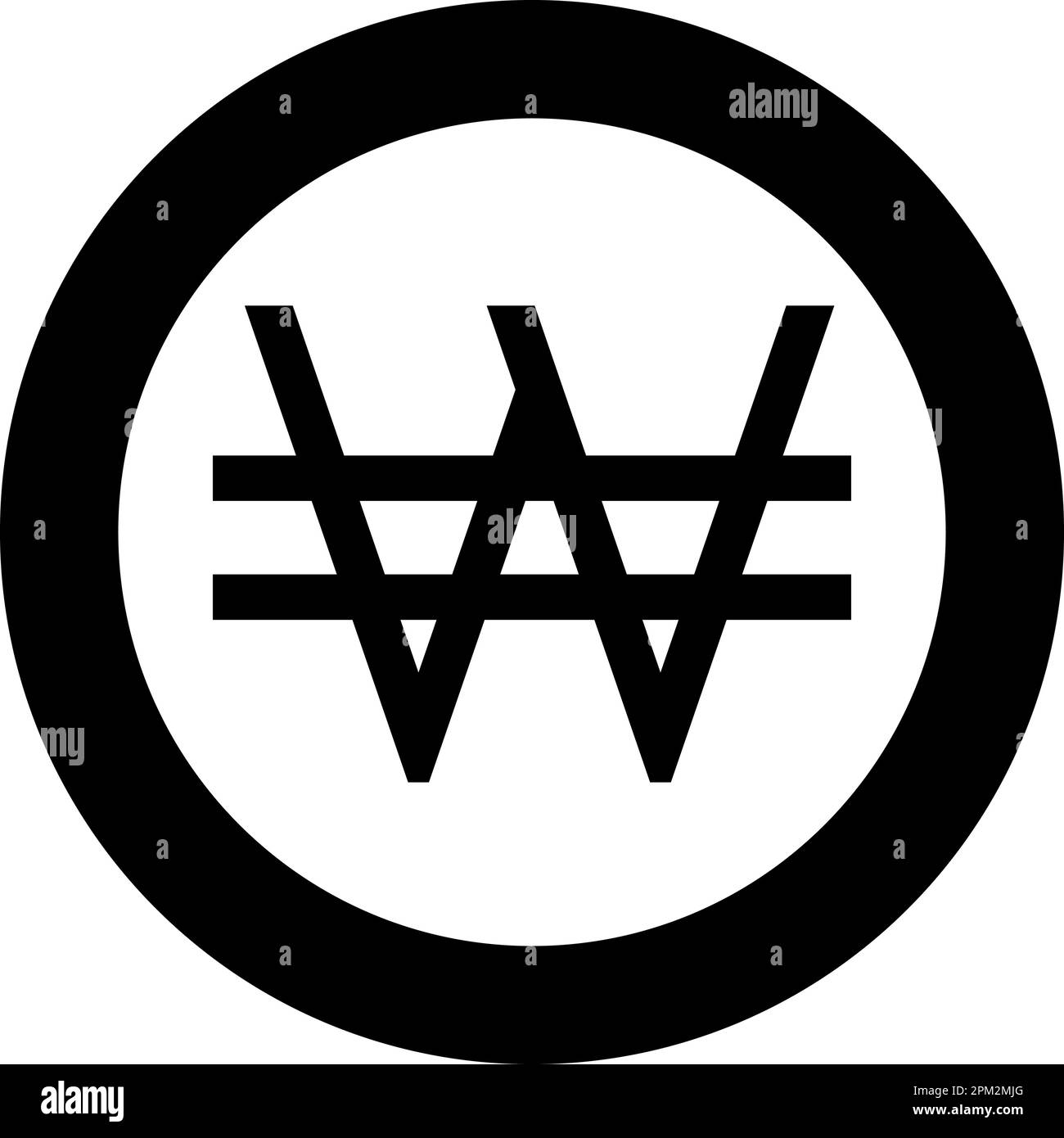 Symbol won Korea money sign KRW currency monetary icon in circle round ...