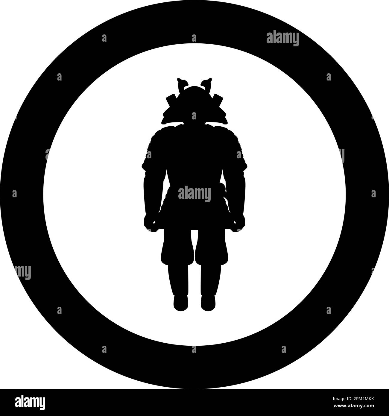 Samurai japanese war's hero silhouette warrior icon in circle round black color vector ...