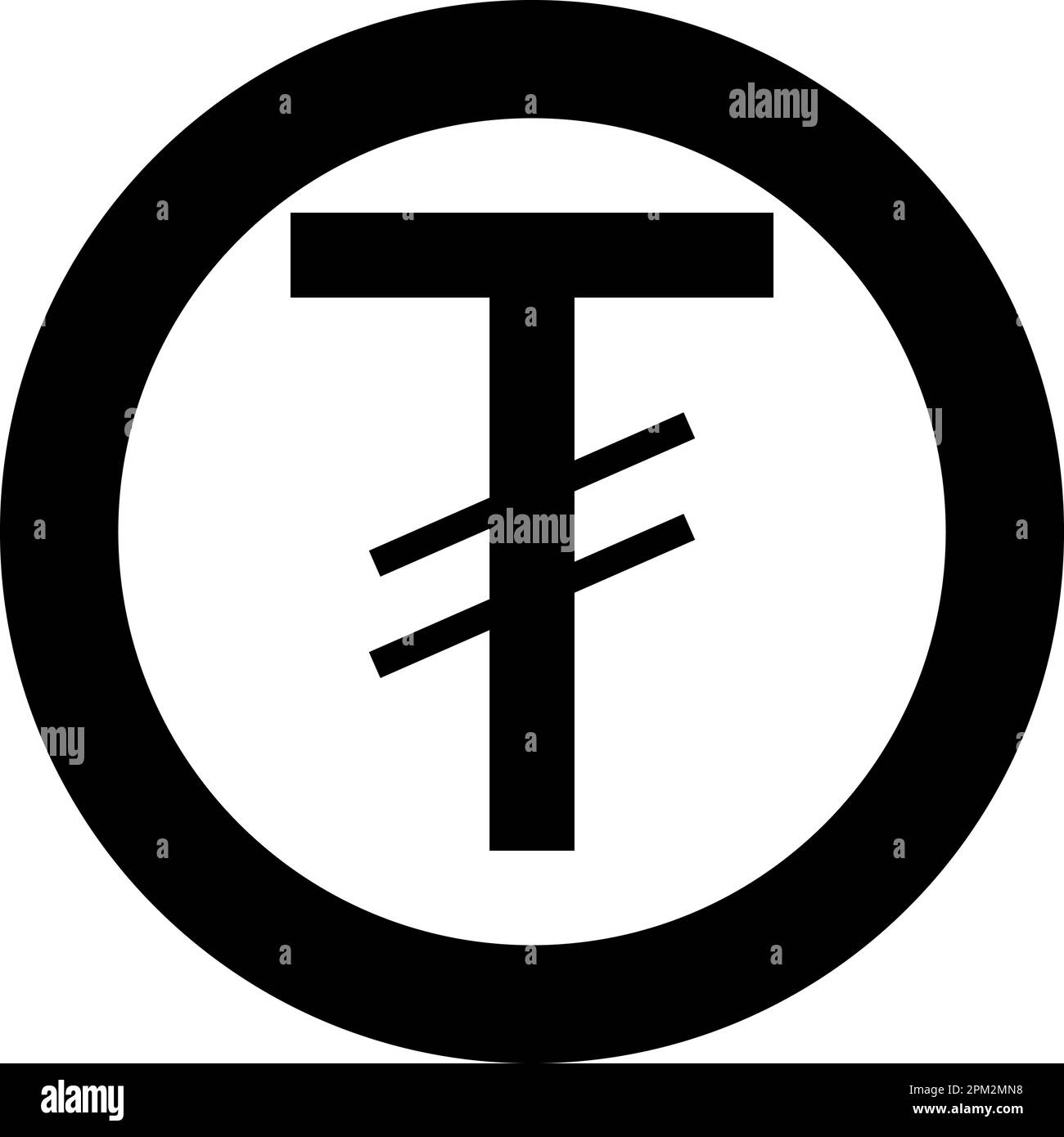 Symbol Tugrik Mongolia currency MNT money icon in circle round black ...