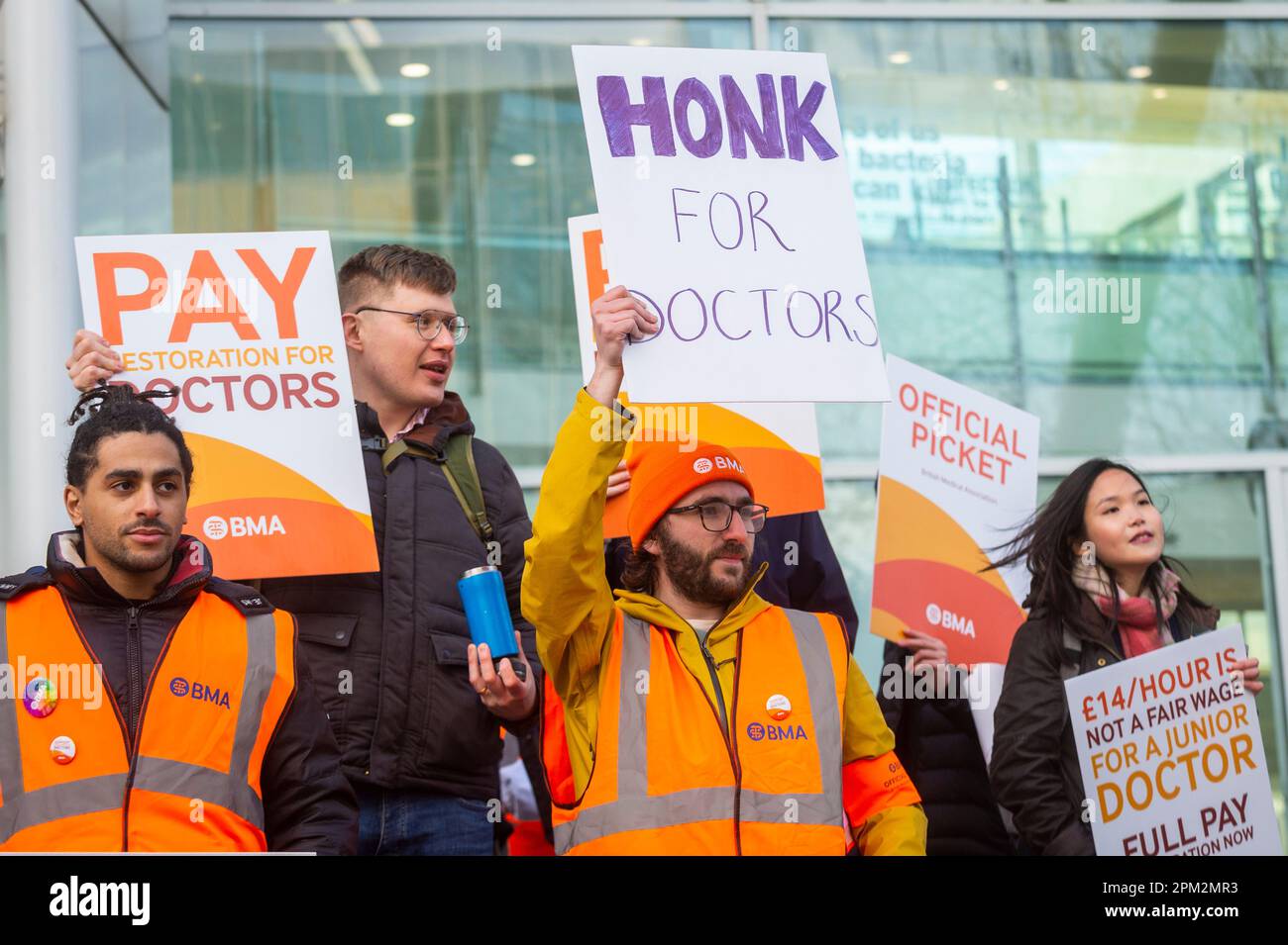 London, UK. 11 April 2023. Junior doctors at a picket line outside ...