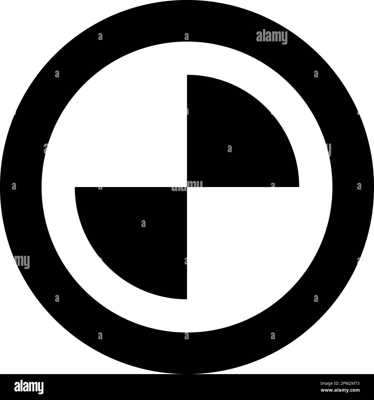Part circle 1/2 2 two icon in circle round black color vector ...