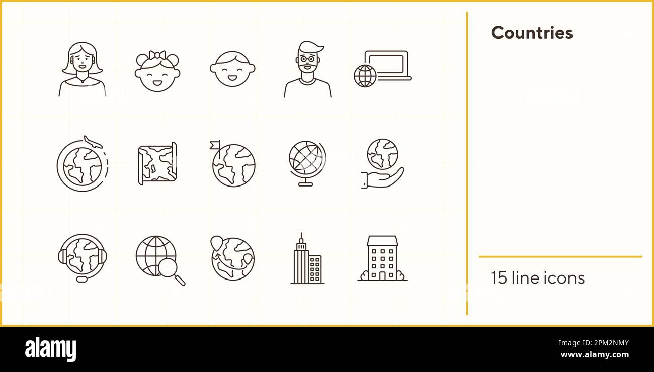 Countries line icon set Stock Vector Image & Art - Alamy