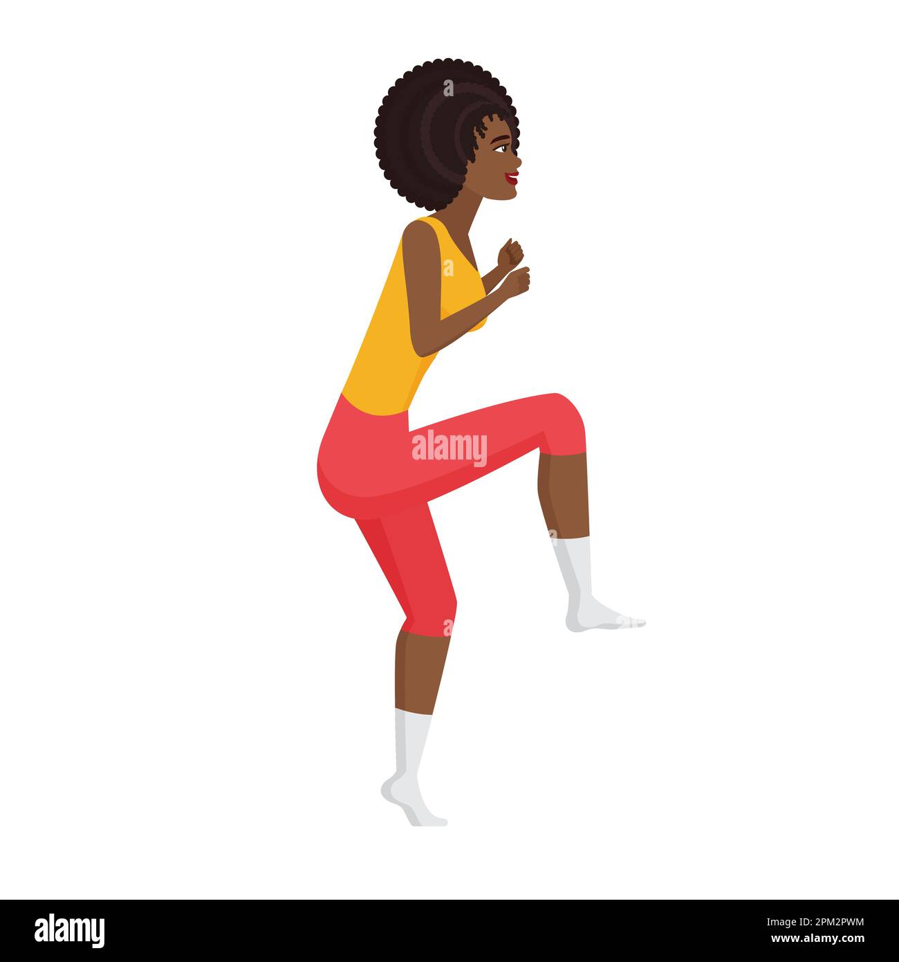 Fitness trainer doing cardio. Sport aerobics training, gym coach vector ...