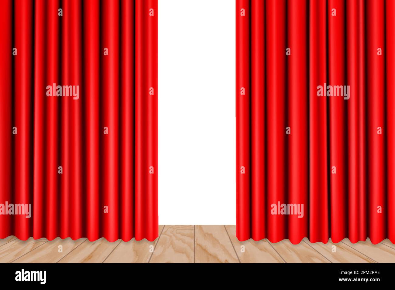 Theater stage with wooden floor and red curtains. Theater, opera scene ...