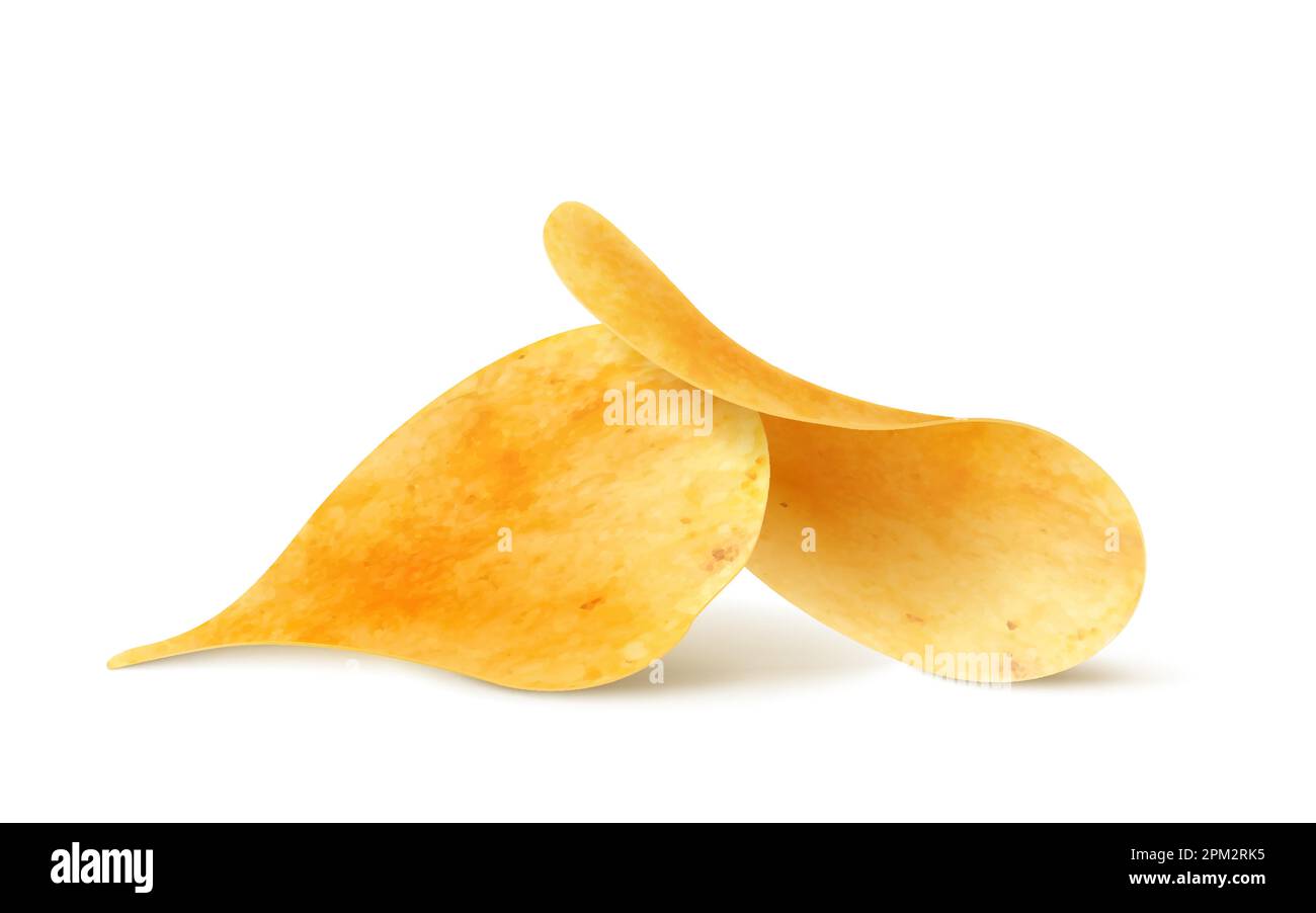 Crispy potato chips stack, pile and heap, realistic 3D vector ...