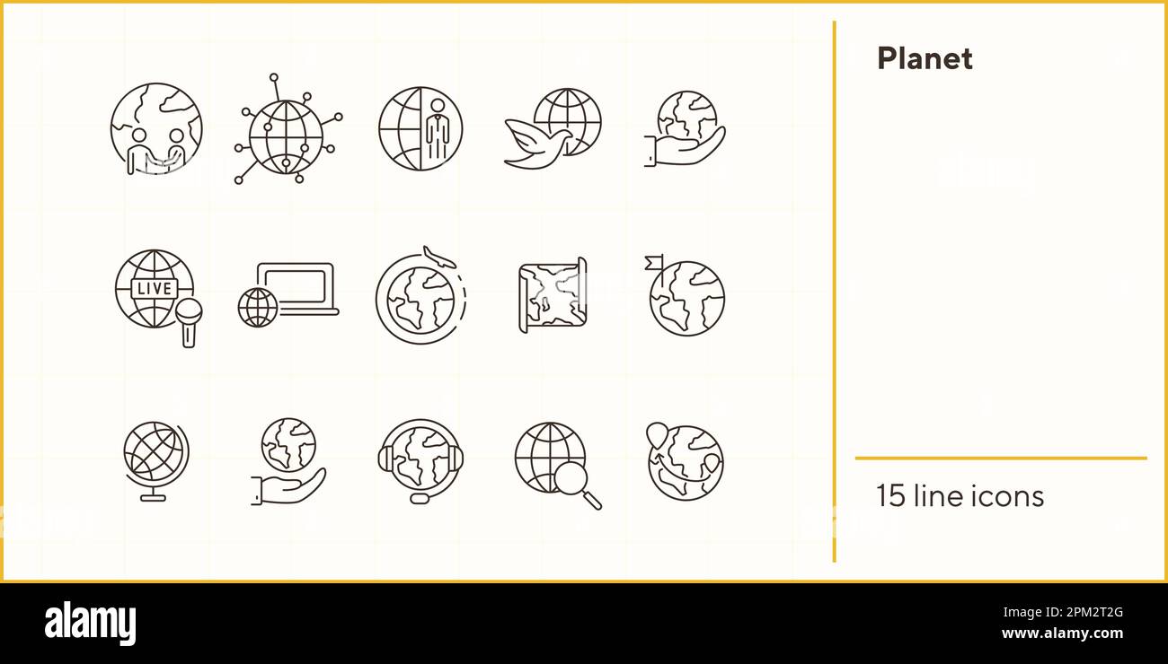 Planet line icon set Stock Vector Image & Art - Alamy