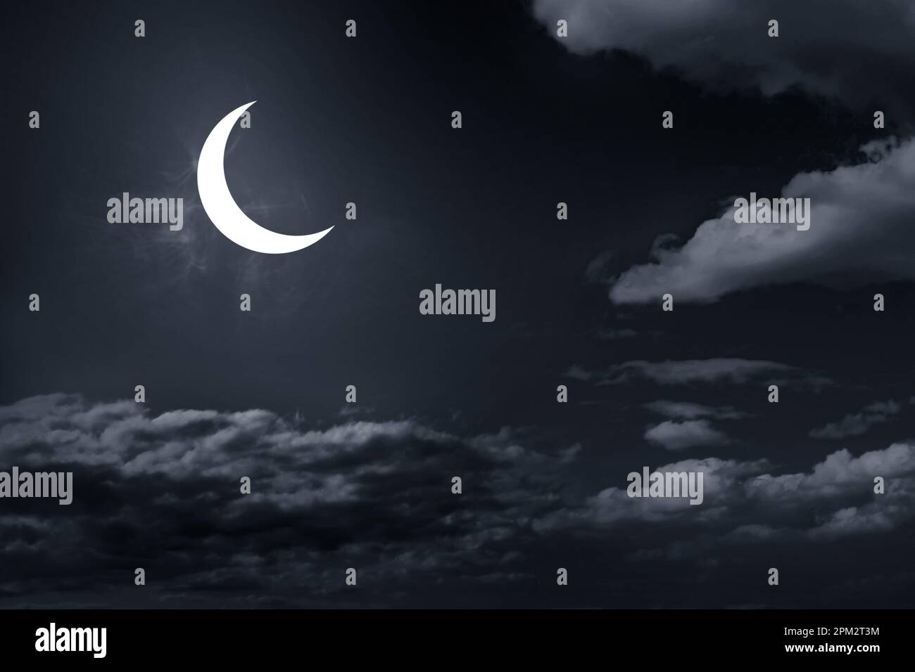 The crescent moon on the night Stock Photo - Alamy