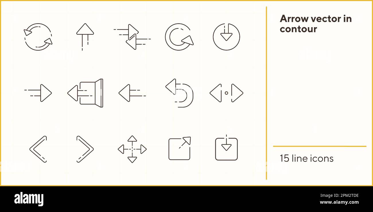 Arrow vector icon set in contour line style. Arrow concept Stock Vector ...